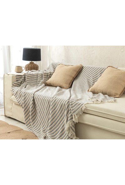 English Home Gionna Koltuk Örtüsü 170 x 180 cm Bej-Lacivert