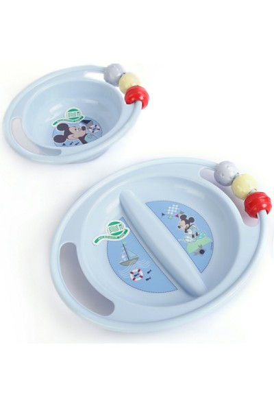 Trudeau Disney Mickey Mouse Bebek Mama Seti 2 Bölmeli Tabak Kase Boncuklu 2 Parça Trudeau Disney Mickey Mouse Bebek Mama Seti 2 Bölmeli Tabak Kase Boncuklu 2 Parça