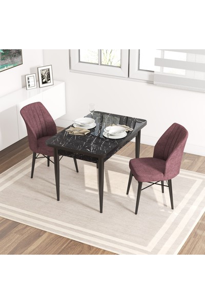 Rovena Lera Siyah Mermer Desen Sabit Mdf Yemek Masası Mutfak Masası Takımı 2 Sandalye Rovena Lera Siyah Mermer Desen Sabit Mdf Yemek Masası Mutfak Masası Takımı 2 Sandalye