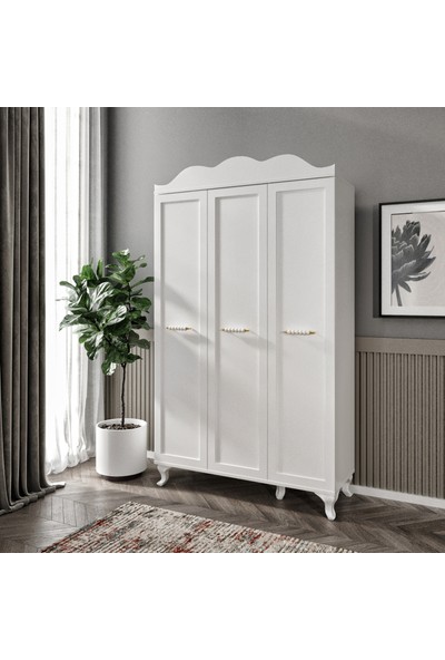 Kzn Home Alice 3 Kapaklı Modern Mdf Gardrop, Elbise Dolabı Beyaz - Tamamı 1. Kalite Mdf Kzn Home Alice 3 Kapaklı Modern Mdf Gardrop, Elbise Dolabı Beyaz - Tamamı 1. Kalite Mdf