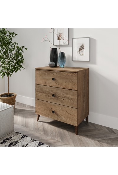 Kzn Home Gardenya 3 Çekmeceli Ceviz Şifonyer - Tamamı 1. Kalite Mdf Kzn Home Gardenya 3 Çekmeceli Ceviz Şifonyer - Tamamı 1. Kalite Mdf