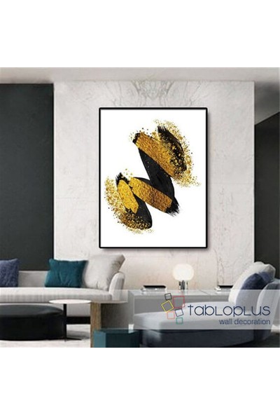 Tablo Plus Soyut Siyah Gold Varak Yağlı Boya Dokulu Tablo Tablo Plus Soyut Siyah Gold Varak Yağlı Boya Dokulu Tablo