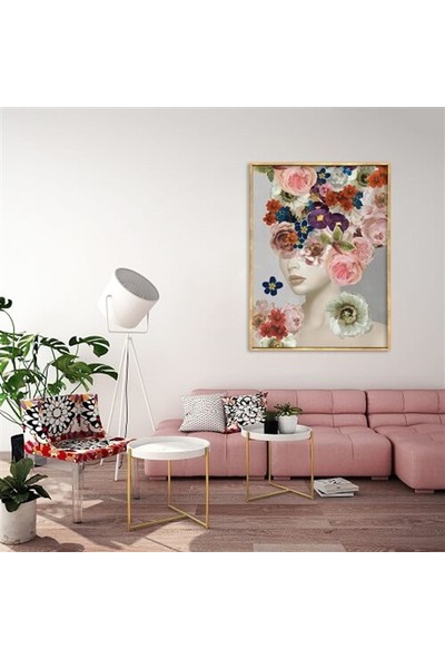 Tablo Plus Abstract Woman In Flower Yağlı Boya Dokulu Tablo