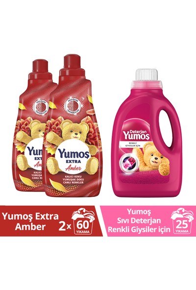Yumoş Extra Yumuşatıcı Amber 1440 ml X2 Adet - Yumoş Sıvı Deterjan Renkli Giysiler 25 Yıkama 1,5 Lt 1 Adet Yumoş Extra Yumuşatıcı Amber 1440 ml X2 Adet - Yumoş Sıvı Deterjan Renkli Giysiler 25 Yıkama 1,5 Lt 1 Adet