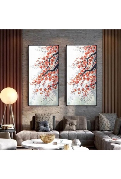 Tablo Plus Kırmzı Yapraklı Ağaç Yağlı Boya Dokulu Tablo Tablo Plus Kırmzı Yapraklı Ağaç Yağlı Boya Dokulu Tablo