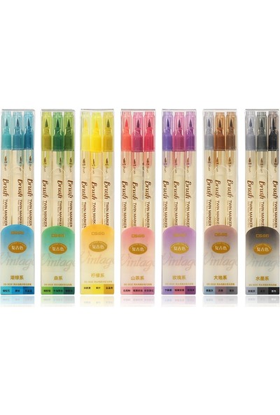 Retro Çift Başlı Fırça Kalem