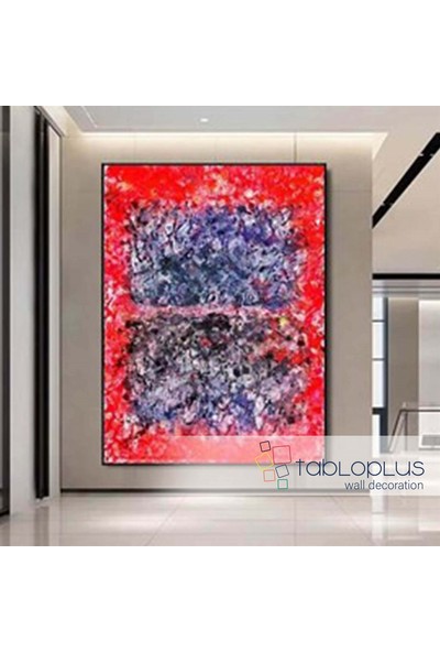 Tablo Plus Blue On Red Yağlı Boya Dokulu Tablo