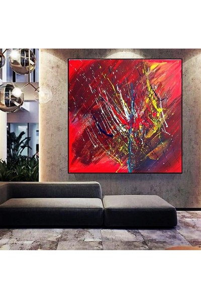 Tablo Plus Colours On Red Yağlı Boya Dokulu Tablo