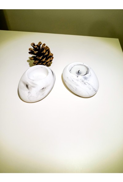 Hayal Dekorasyon Taş Görünümlü 2 Li Mumluk Hayal Dekorasyon Taş Görünümlü 2 Li Mumluk