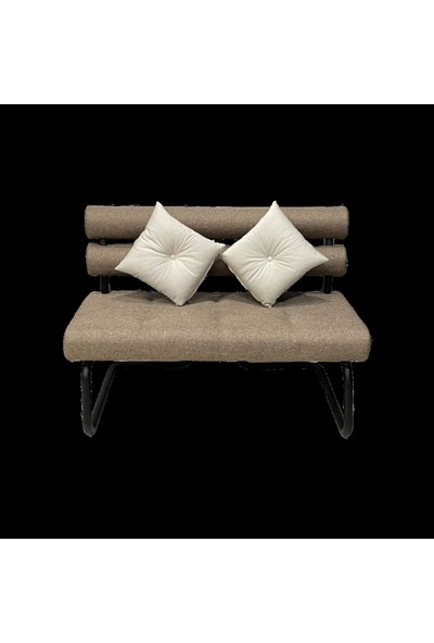 Mobilya Çarşısı Roma Bank Kahve Keten Kumaş Siyah Ayak