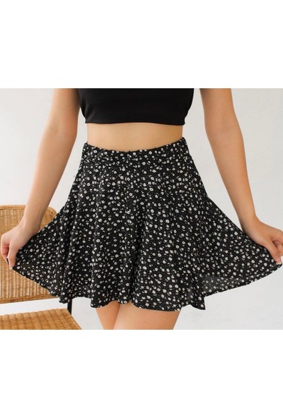 Purple Life Çiçek Desenli Şort Etek Purple Life Çiçek Desenli Şort Etek