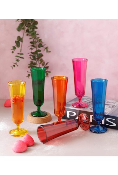 Porland Flüt Bardak Seti 130CC 6 Renk Porland Flüt Bardak Seti 130CC 6 Renk