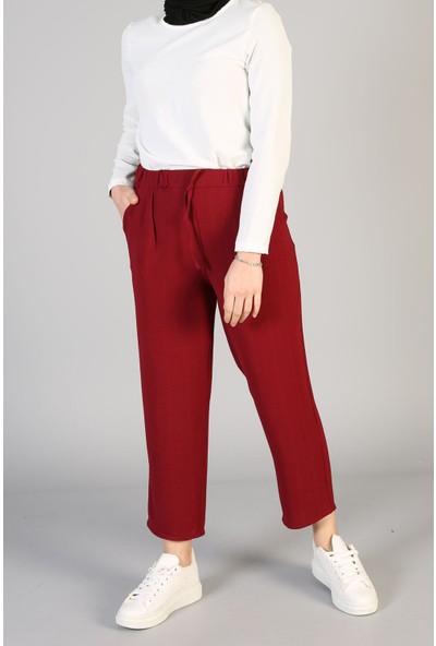 Miostil Lastikli Cepli Pantolon-Bordo
