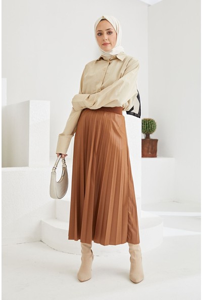 Miostil Bel Lastikli Piliseli Etek-Taba