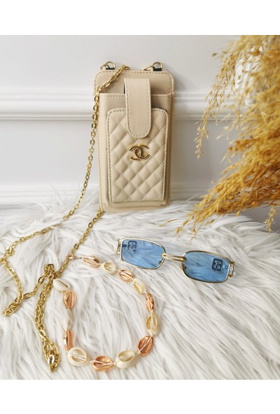 Beri Butik Kadın Krem Zincirli Çanta