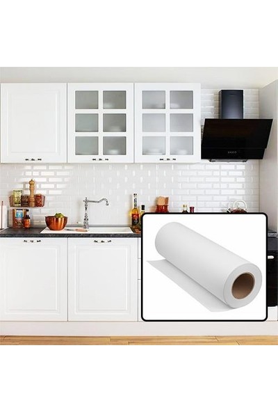 Sticker Art Parlak Beyaz Mobilya ve Dolap Kaplama Folyosu 100 cm 100 cm x 2 Metre