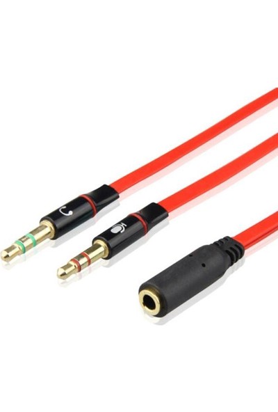 Streak 3.5 mm Aux Kulaklık Mikrofon Dönüştürücü Birleştirici Kablo