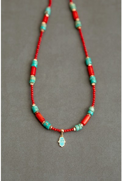 Artisan By Sıla Bacak Mercan Turkuaz Fatmaana Eli Kolye