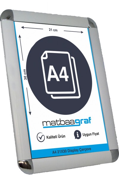 Matbaagraf A4 Açılır Kapanır Beyaz Rondo Çerçeve 21 x 30 cm