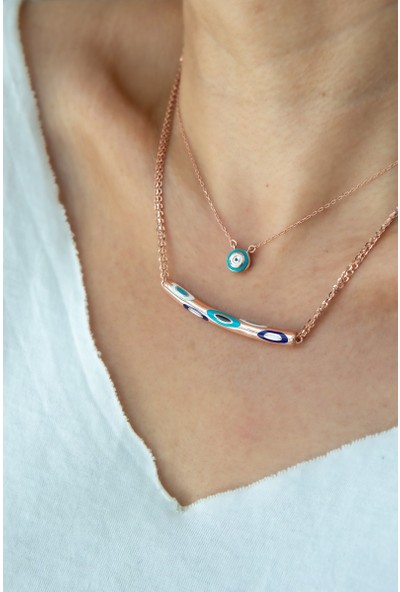 Artisan By Sıla Bacak Mineli Nazar Boru Kolye (Rose)