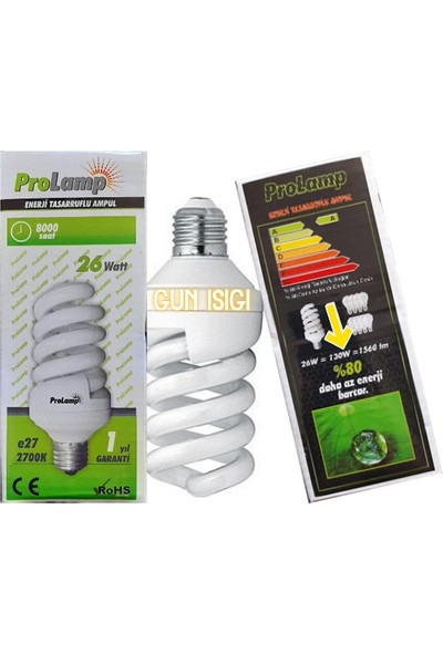 Prolamp Enerji Tasarruflu Spral Ampul 26 Watt Prolamp Enerji Tasarruflu Spral Ampul 26 Watt