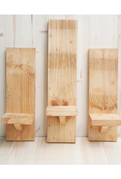 Dekoratif Ahşap Mumluk 3'lü Dekoratif Ahşap Mumluk 3'lü