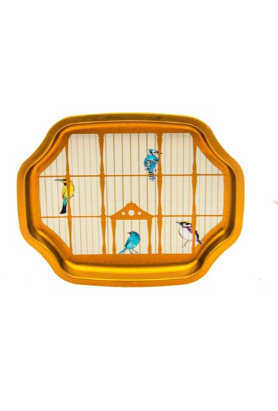 Evle EE167-T7 Bird Cage Desenli Özel Şekil Tepsi 16X19 cm