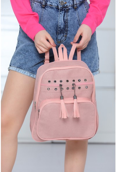Pudra Kadın Ön Detaylı Günlük Sırt Çantası Pudra Kadın Ön Detaylı Günlük Sırt Çantası