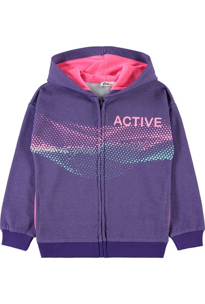 Civil Girls Kız Çocuk Kapüşonlu Hırka 6-9 Yaş Mor