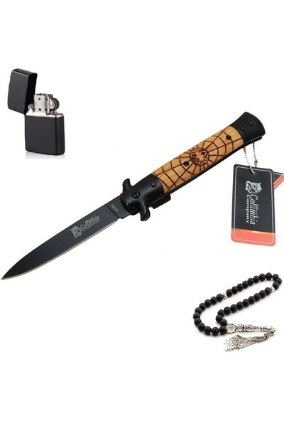 Columbia Marka Örümçekli Çakı Metal Çakmak ve Tesbih ile