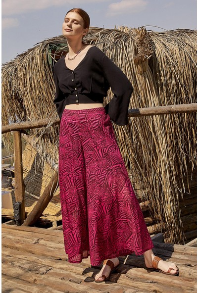 Los Banditos Bohem Tarz Beli Lastikli Bol Paça Pantolon Los Banditos Bohem Tarz Beli Lastikli Bol Paça Pantolon