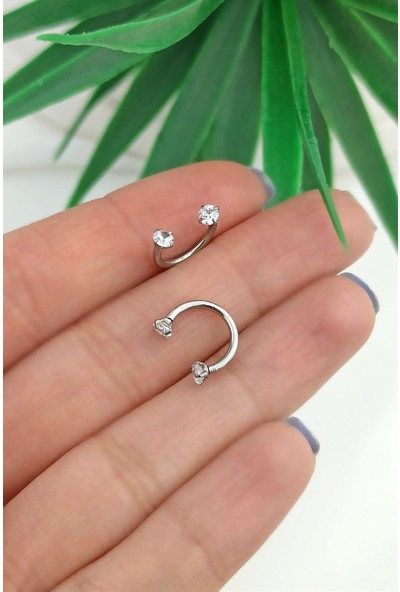ÇLK Accessories 316 L Cerrahi Çelik Iki Tarafı Taşlı Piercing TRPIERCING096 PIERX200X