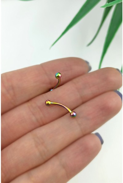 ÇLK Accessories 316 L Cerrahi Çelik Büyük Iki Tarafı Toplu Titanium Elips Piercing TRPIERCING0101 PIERX150X