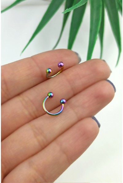 ÇLK Accessories 316 L Cerrahi Çelik Küçük Iki Tarafı Toplu Septum Piercing TRPIERCING0102 PIERX150X