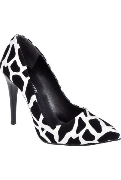 Pullman Kadın Topuklu Ayakkabı Stiletto Sitil Siyah Beyaz