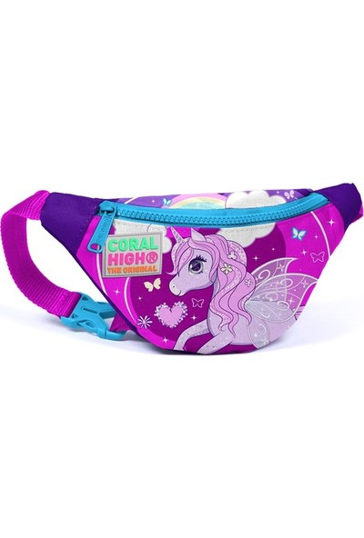 Coral High Mor-Pembe Unicorn Desenli Kız Bel Çantası Coral High Mor-Pembe Unicorn Desenli Kız Bel Çantası