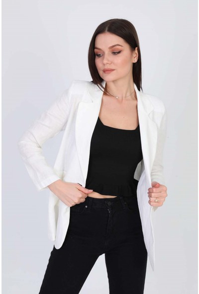 Ewa Moda Hakiki Keten Spor Blazer Ceket Ewa Moda Hakiki Keten Spor Blazer Ceket