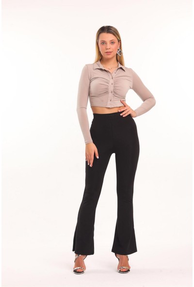 Hull Collection Ispanyol Paça Toparlayıcı Tayt Siyah Yüksek Bel