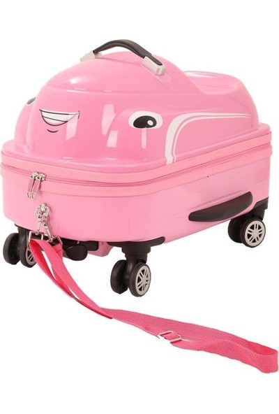 Çantaland Baskılı Kabin Boy Abs Pembe Çocuk Valizi