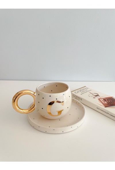 24K Altın Yaldızlı Double Türk Kahvesi Fincanı G Harfi