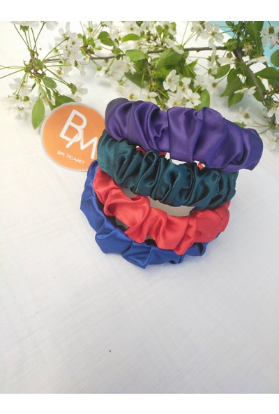 BM Ticaret 4'lü Saten Büzgülü Taç Seti