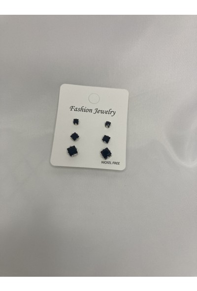 Sevcan'ın Hayal Dünyası Siyah Kare Zirkon Küpe