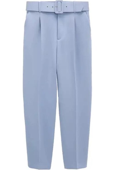 Kemerli Yüksek Bel Kadın Kumaş Pantolon