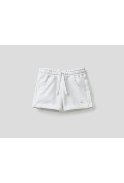 Benetton Logolu Bermuda Sweat Şort