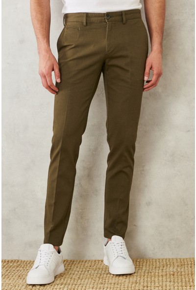 Slim Fit Dar Kesim Armürlü Yan Cep Casual Pantolon