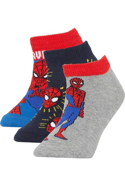 DeFacto Erkek Çocuk Spiderman Lisanslı Pamuklu 3'lü Kısa Çorap X2345A6NS