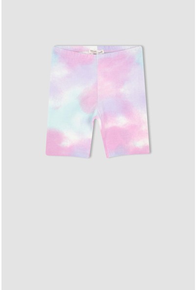 DeFacto Kız Çocuk Batik Desenli Biker Tayt X7675A622SM