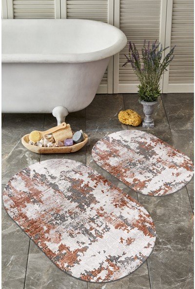 Alaaddin Carpet 2'li Yıkanabilir Antibakteriyel Kaymaz Tabanlı Banyo Takımı 50X60CM - 60X100CM