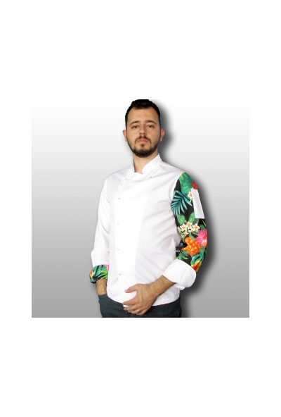 DGR Desenli Beyaz Aşçı Ceketi