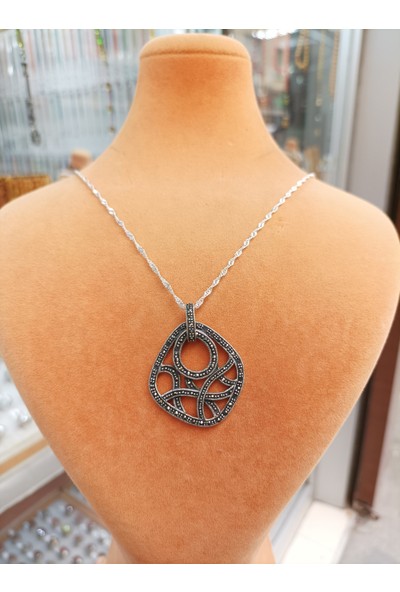 Firuze Gümüş Markazit Taşlı Gümüş Kadın Kolyesi